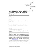 Key Roles of the CEO in Building a Company Capable of Long-term Success